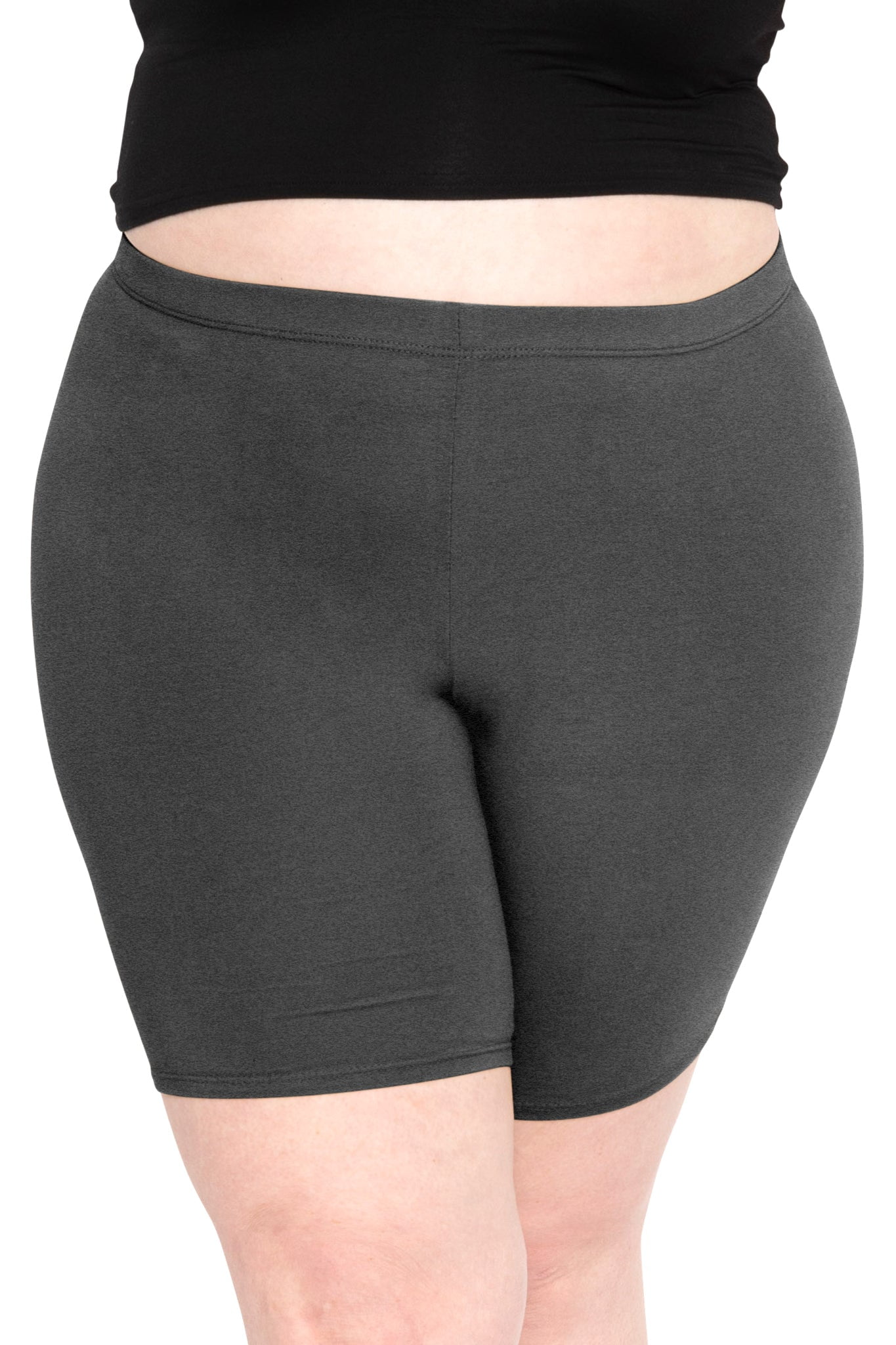 Stretch Is Comfort Women's Plus Size Cotton Biker Shorts Charcoal Gray ...