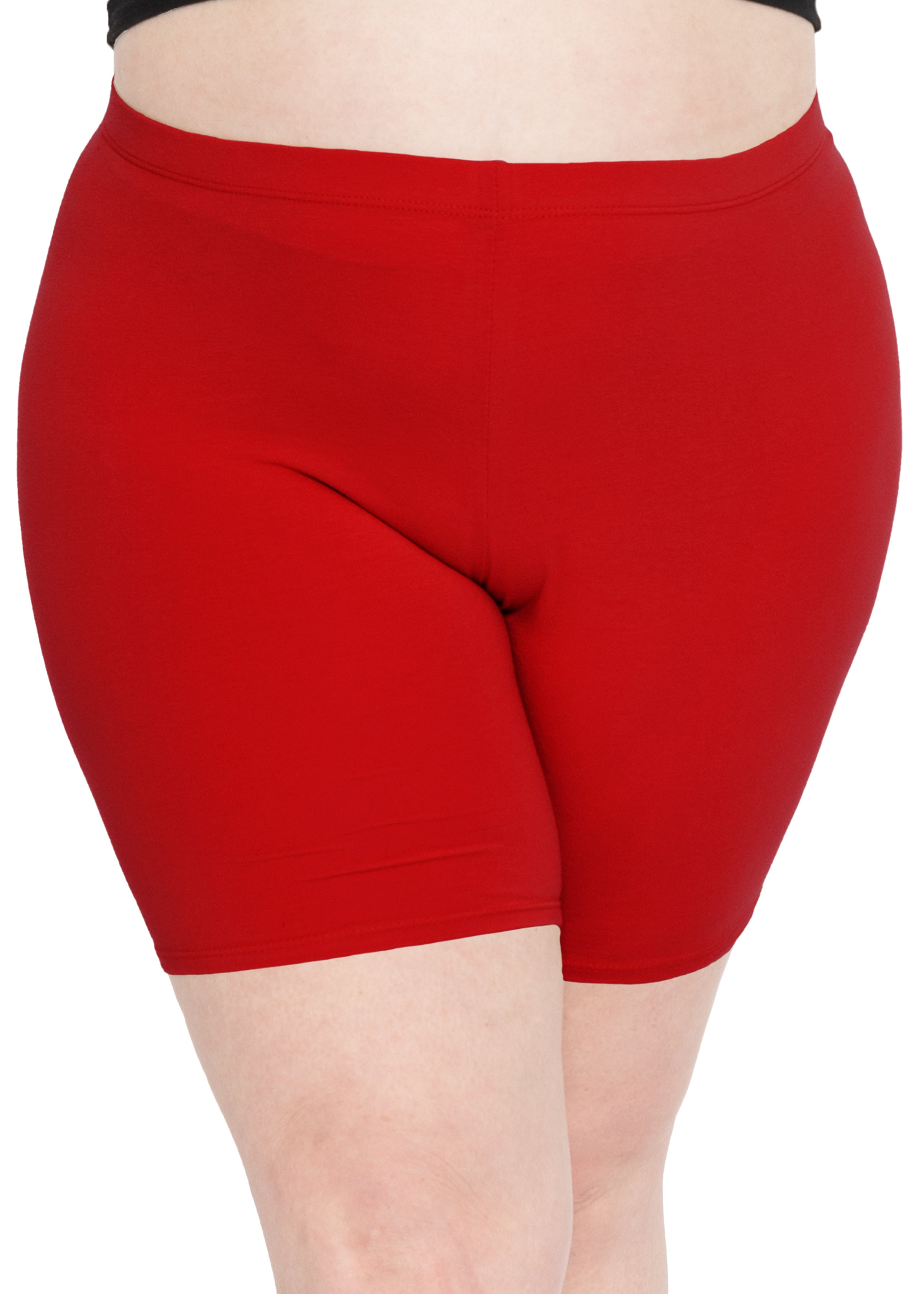 Stretch Is Comfort Women's Plus Size Cotton Biker Shorts Red 2X ...