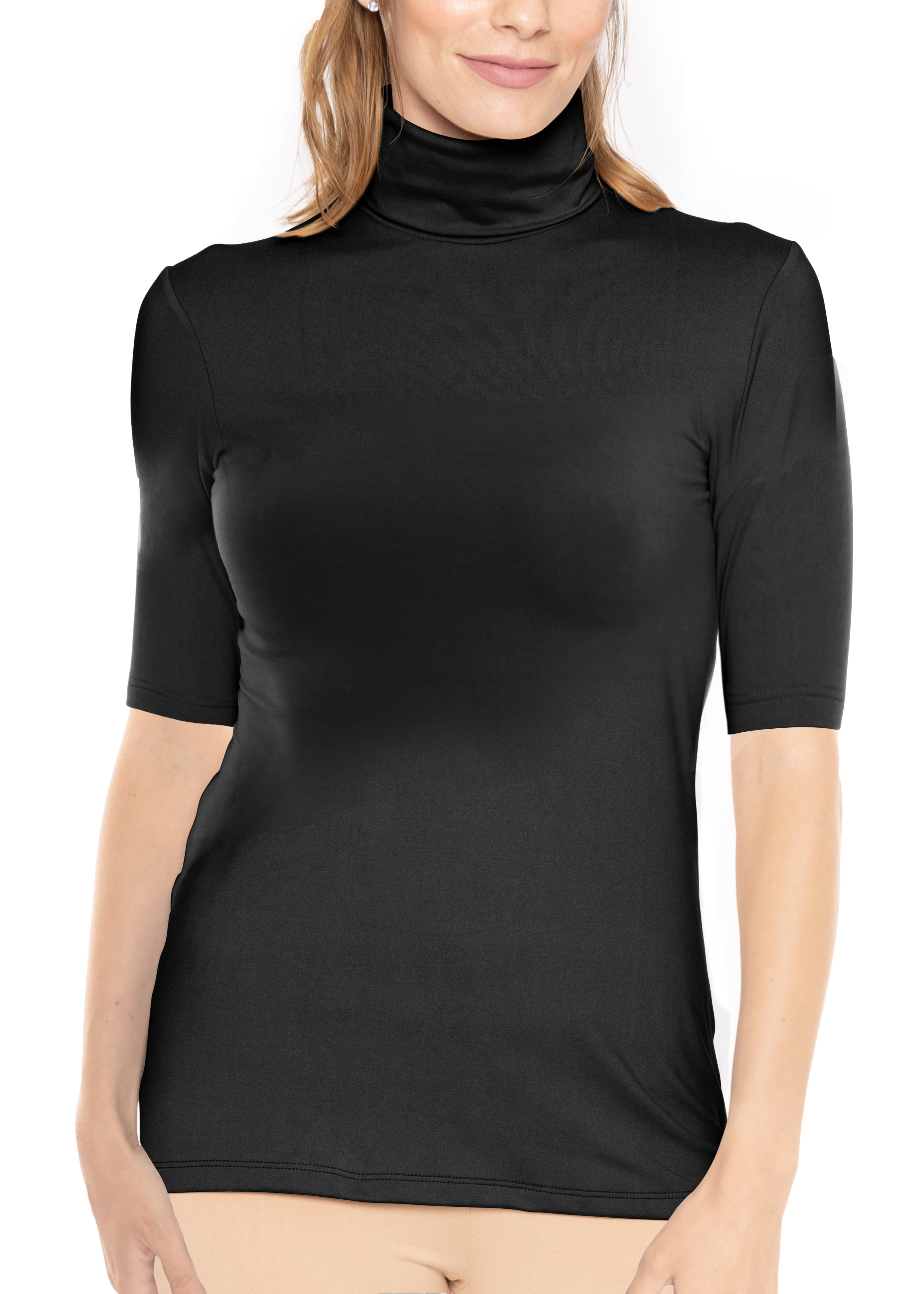 Stretch Is Comfort Women's Plus Turtleneck Top, Ultra Soft, Short ...