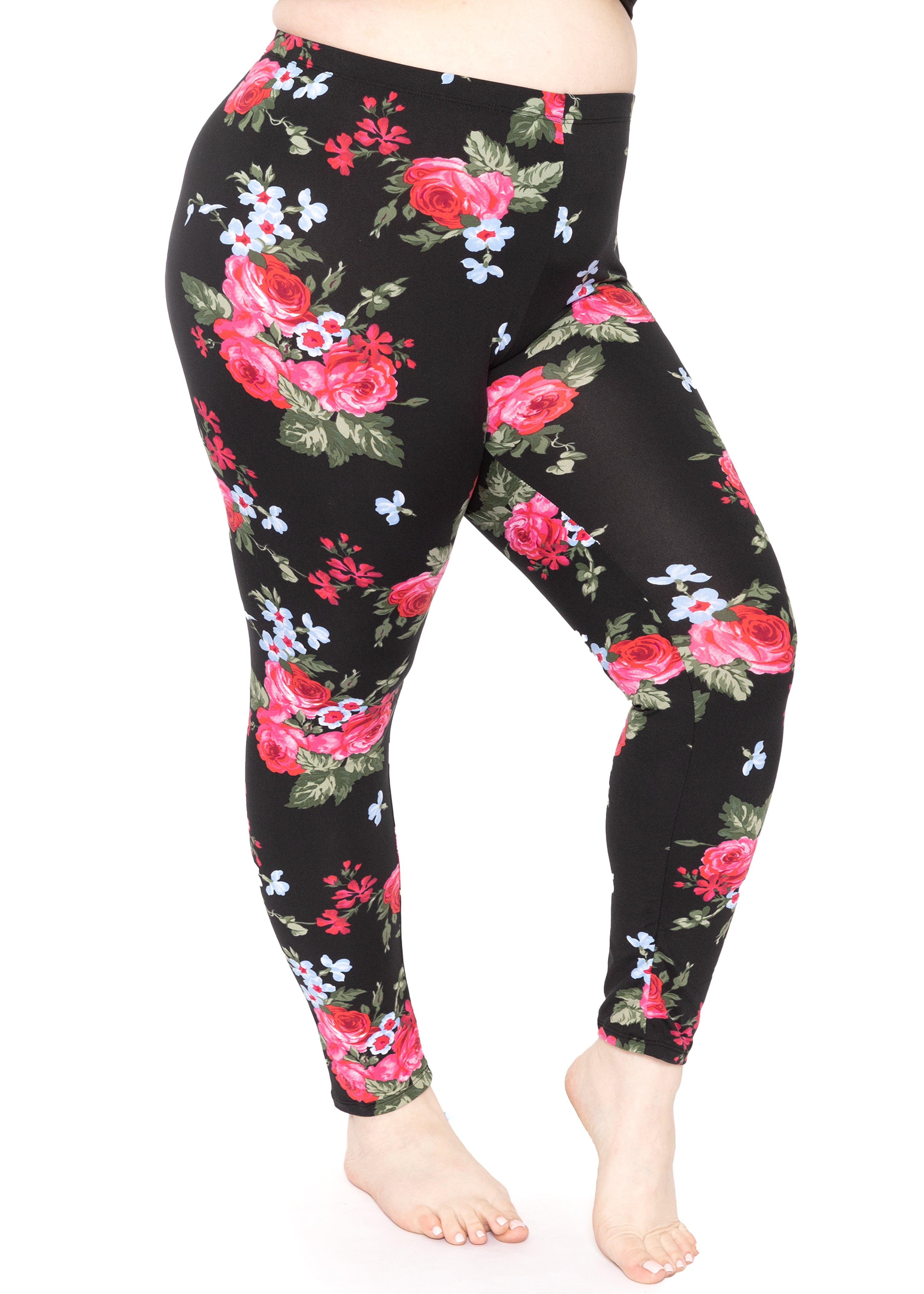 Stretch Is Comfort Women's Oh so Soft PS Leggings Black Floral 4X ...