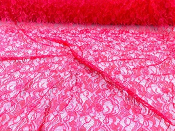 Stretch Lace Apparel Fabric Sheer Metallic Floral Red CC300 - Walmart.com