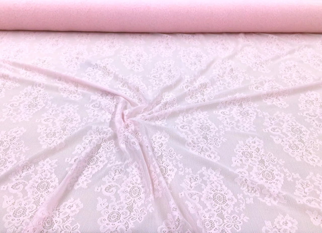 Stretch Lace Mesh Netting Apparel Fabric Sheer Floral Light Pink DD204 ...