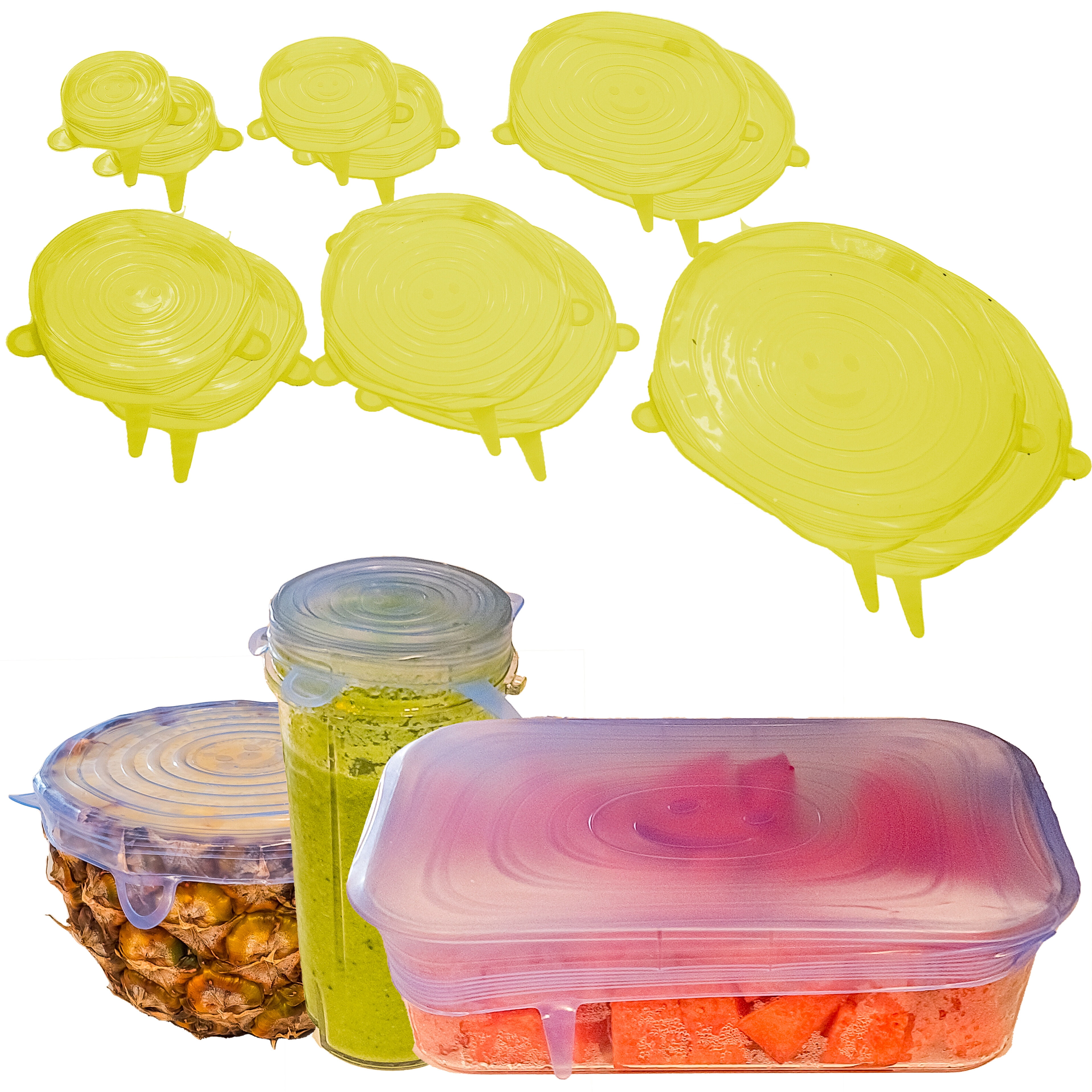 Stretch Lids Silicone Food Storage Container Lids - Reusable Premium 12 ...