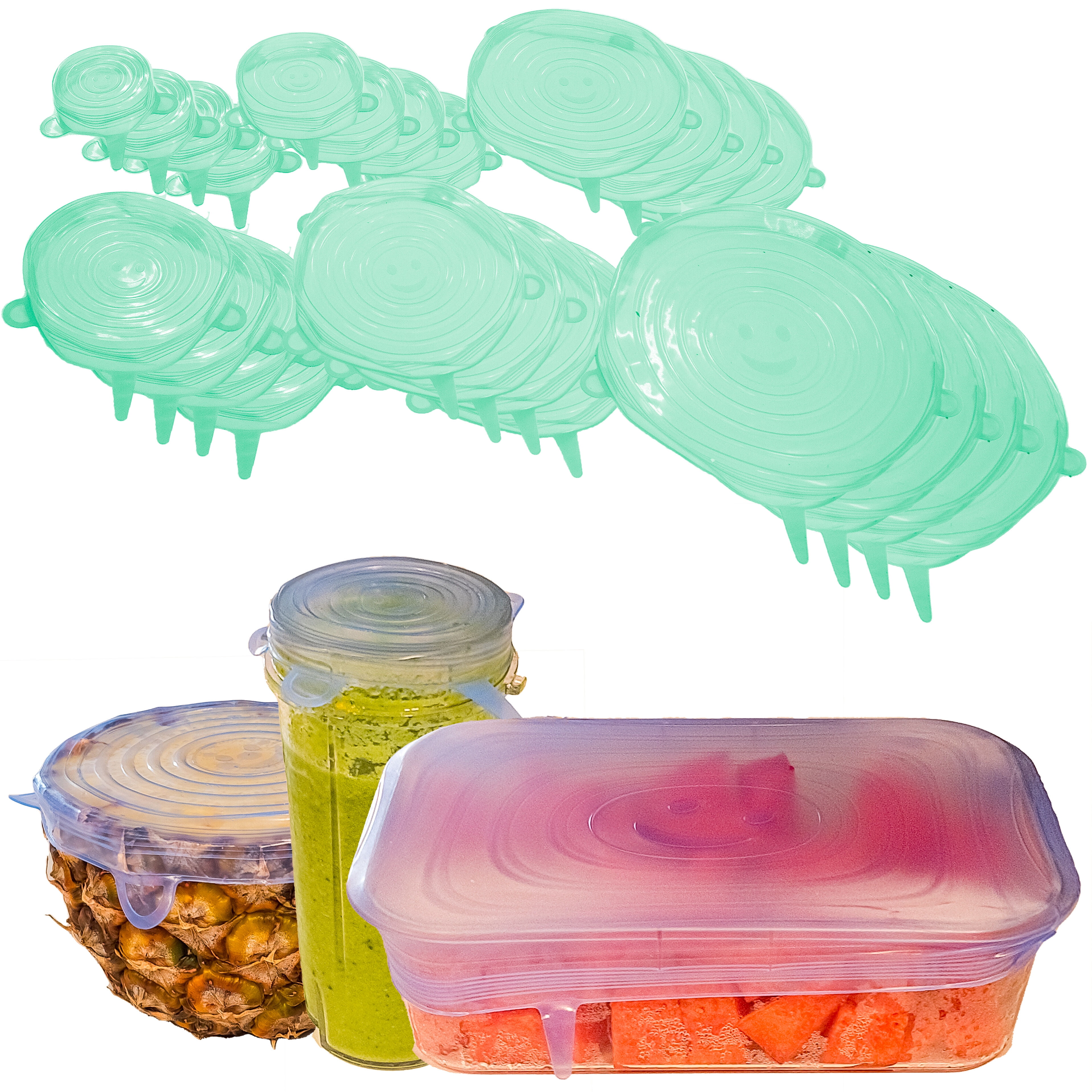 Stretch Lids Silicone Food Storage Container Lids - Reusable Premium 24 ...