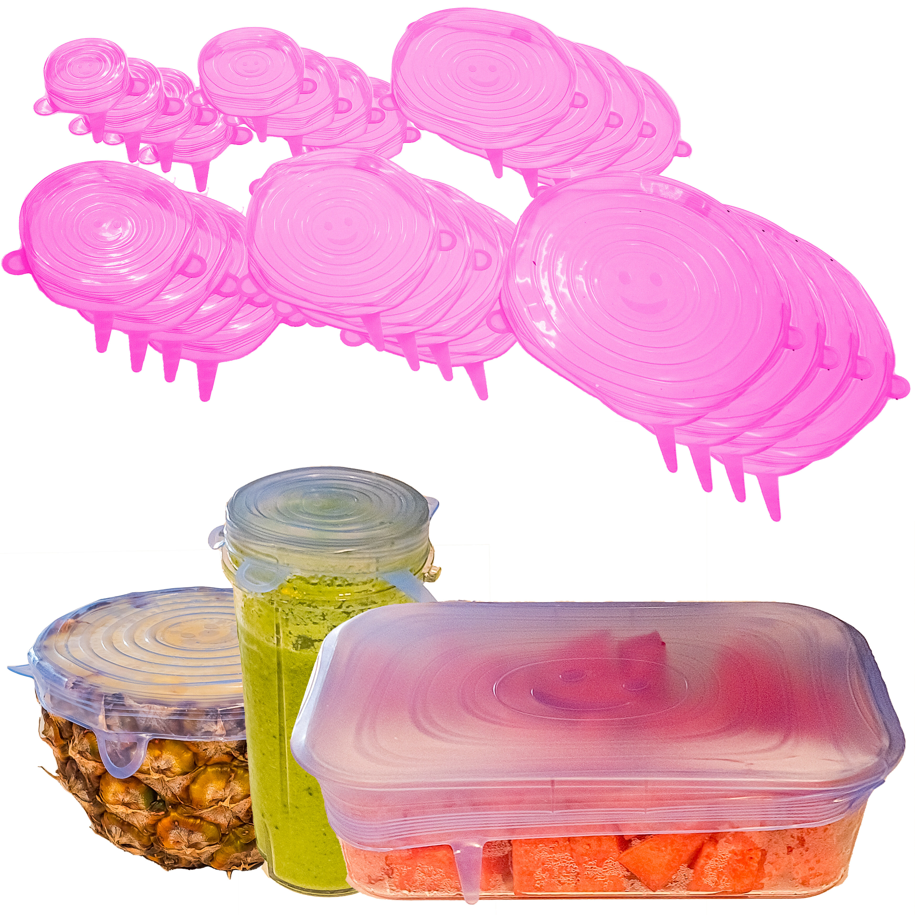 Stretch Lids Silicone Food Storage Container Lids - Reusable Premium 24 ...