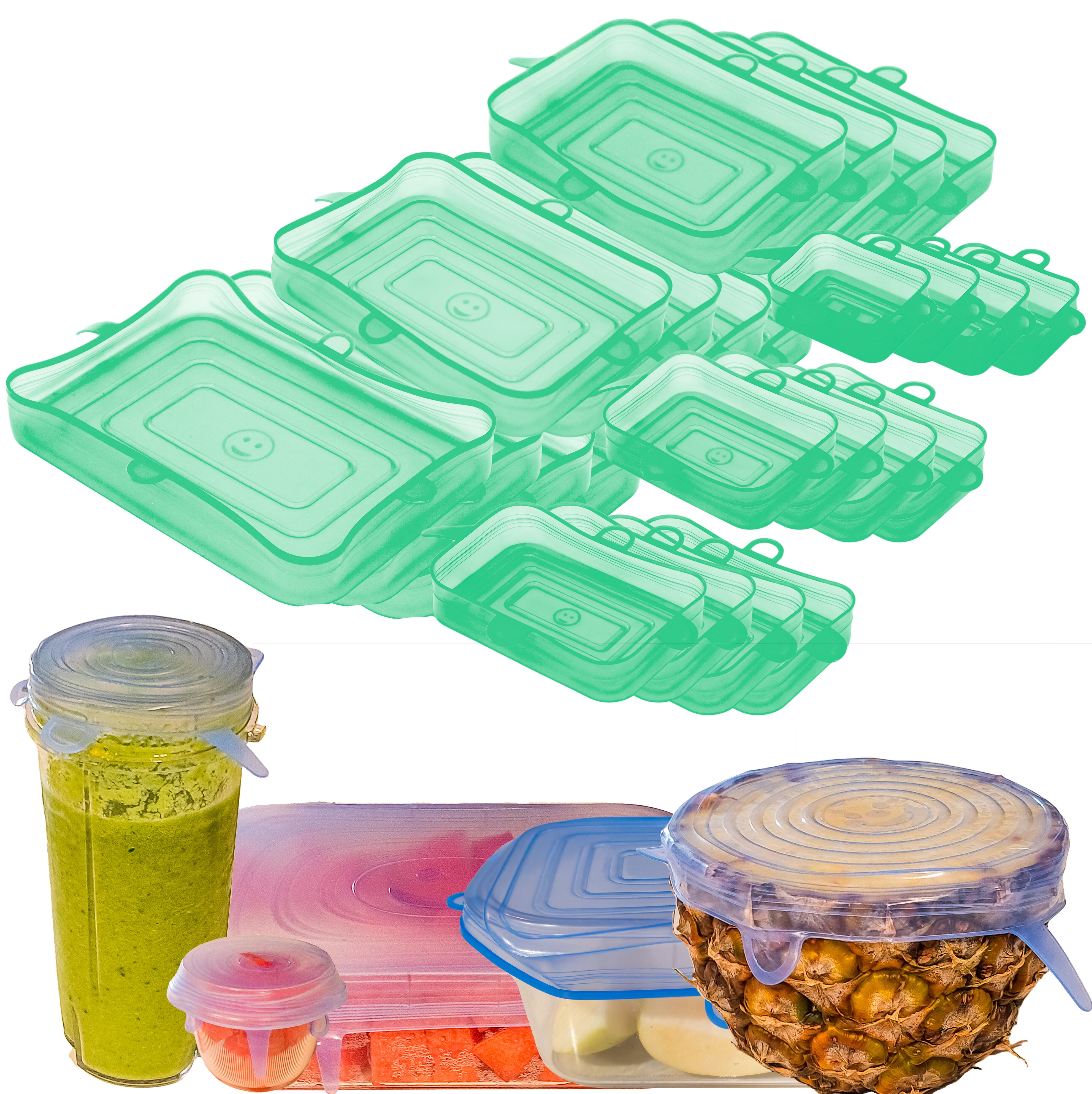 Stretch Lids Silicone Food Storage Container Lids - Reusable ...
