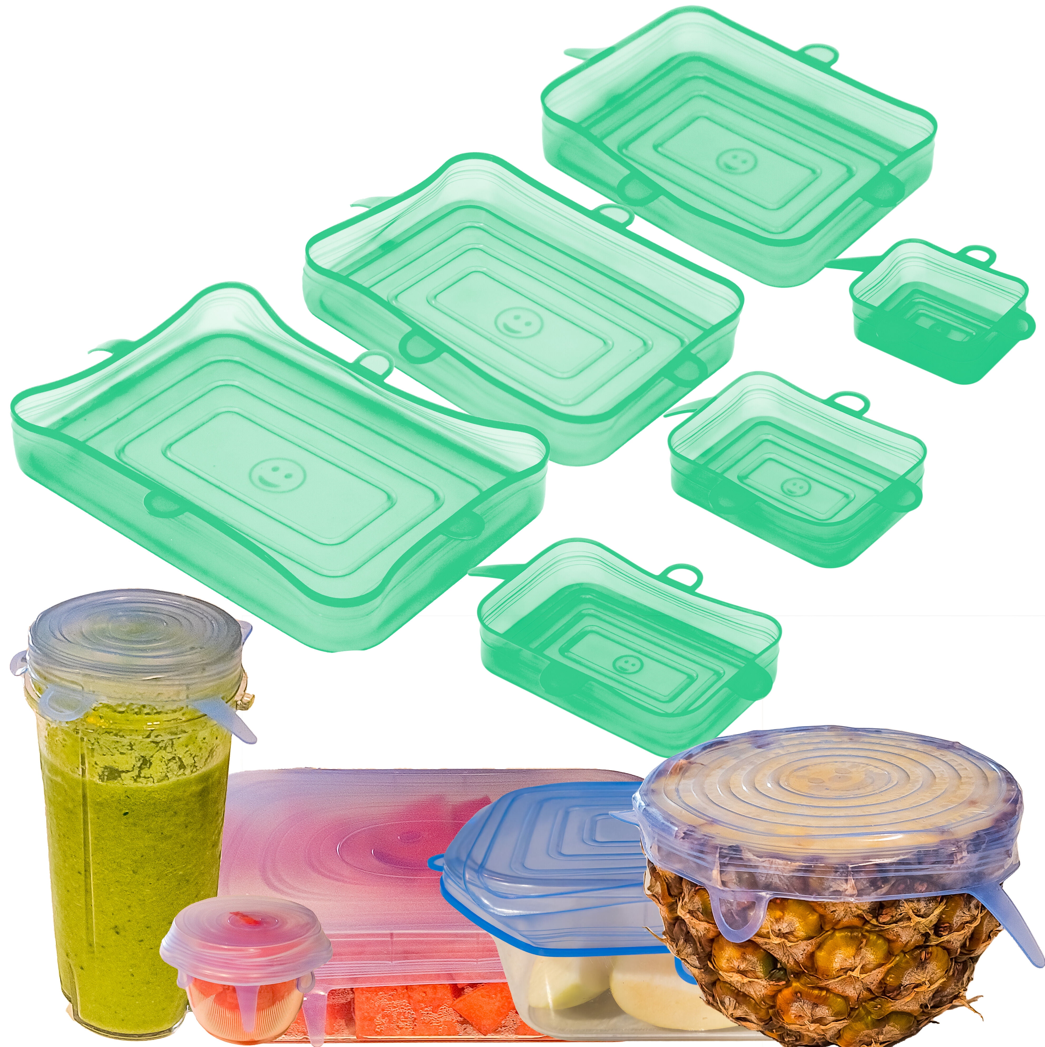Stretch Lids Silicone Food Storage Container Lids - Reusable ...