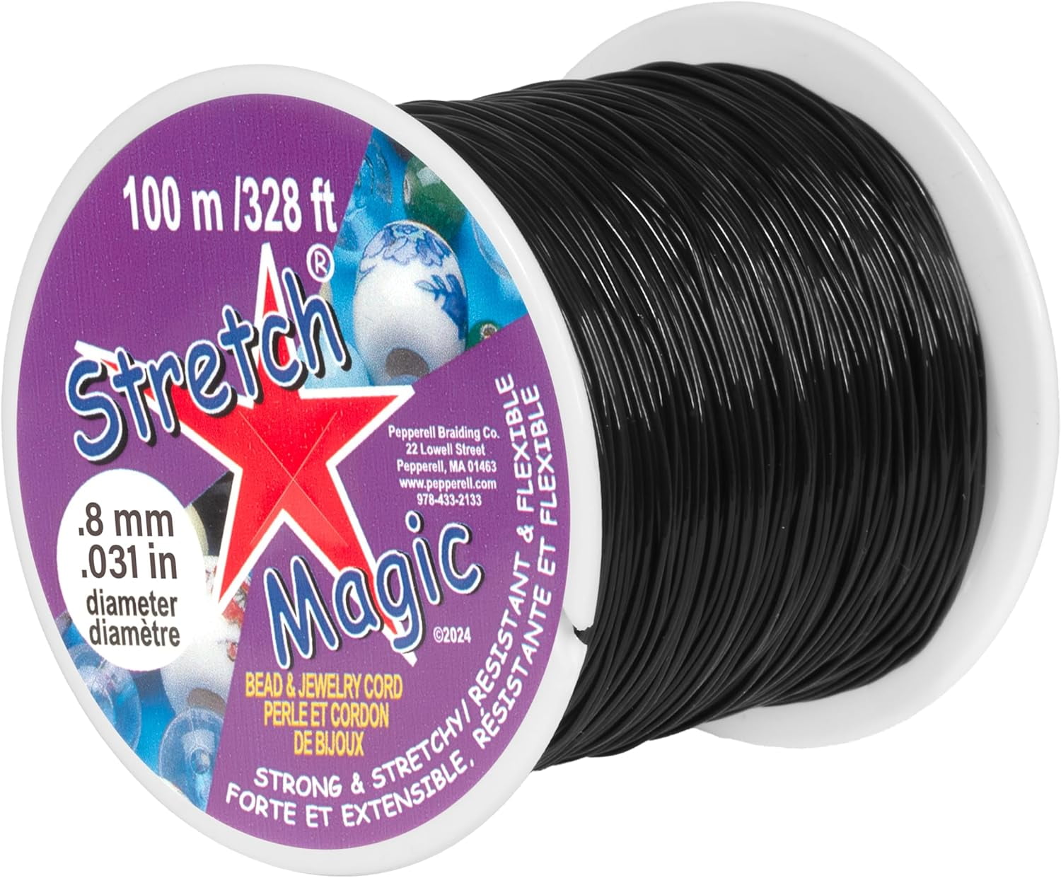 Stretch Magic Elastic Beading Cord - Black Color, 0.8mm in Diameter ...