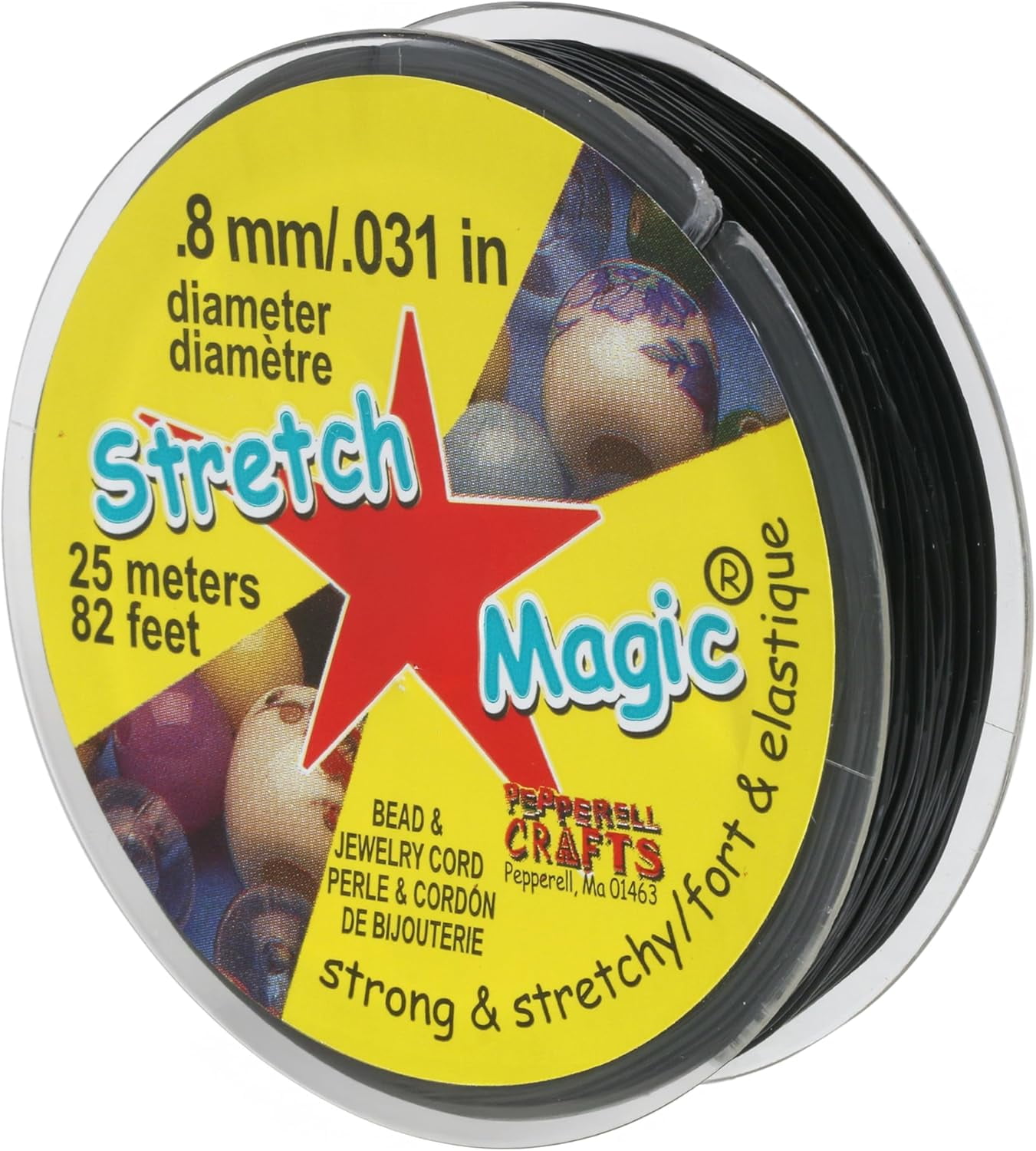 Stretch Magic Elastic Beading Cord - Black Color, 0.8mm in Diameter, 25 ...