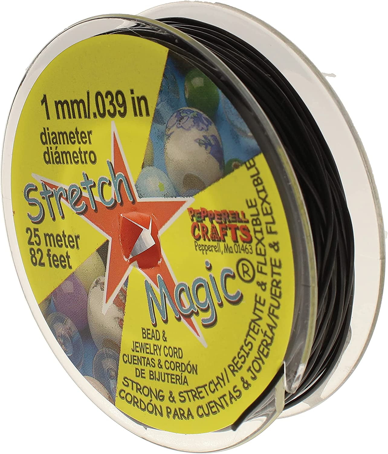 Stretch Magic Elastic Beading Cord - Black Color, 1mm in Diameter, 25 ...
