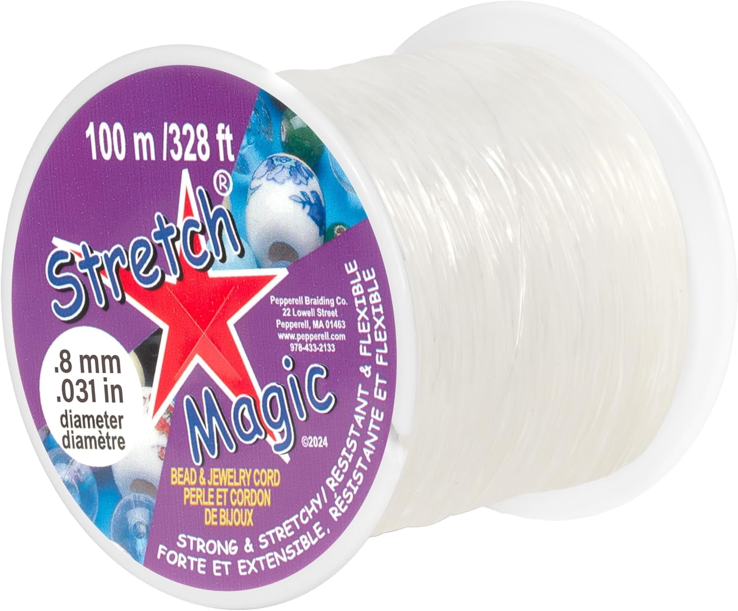 Stretch Magic Elastic Beading Cord, Clear, 0.8mm Diameter, 100 Meters ...