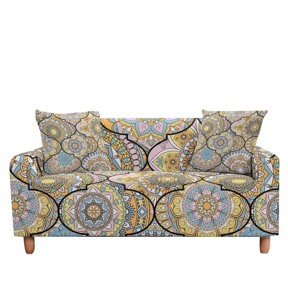 Stretch Mandala Slipcovers Sofa Cover Bohemian Flower Ethnic for Living Room Sectional L Shape ...