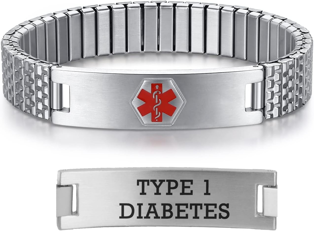 Stretch Medical Alert Bracelets For Men Stainless Steel Medical ...