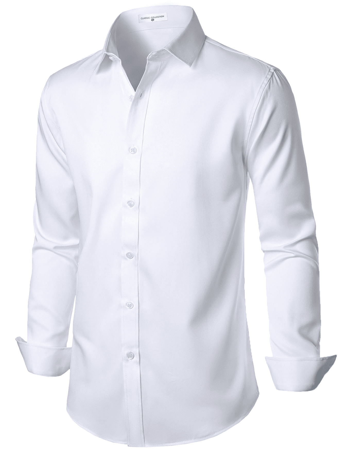 Stretch Mens Slim Fit Dress Shirts Formal Long Sleeve Button Down ...