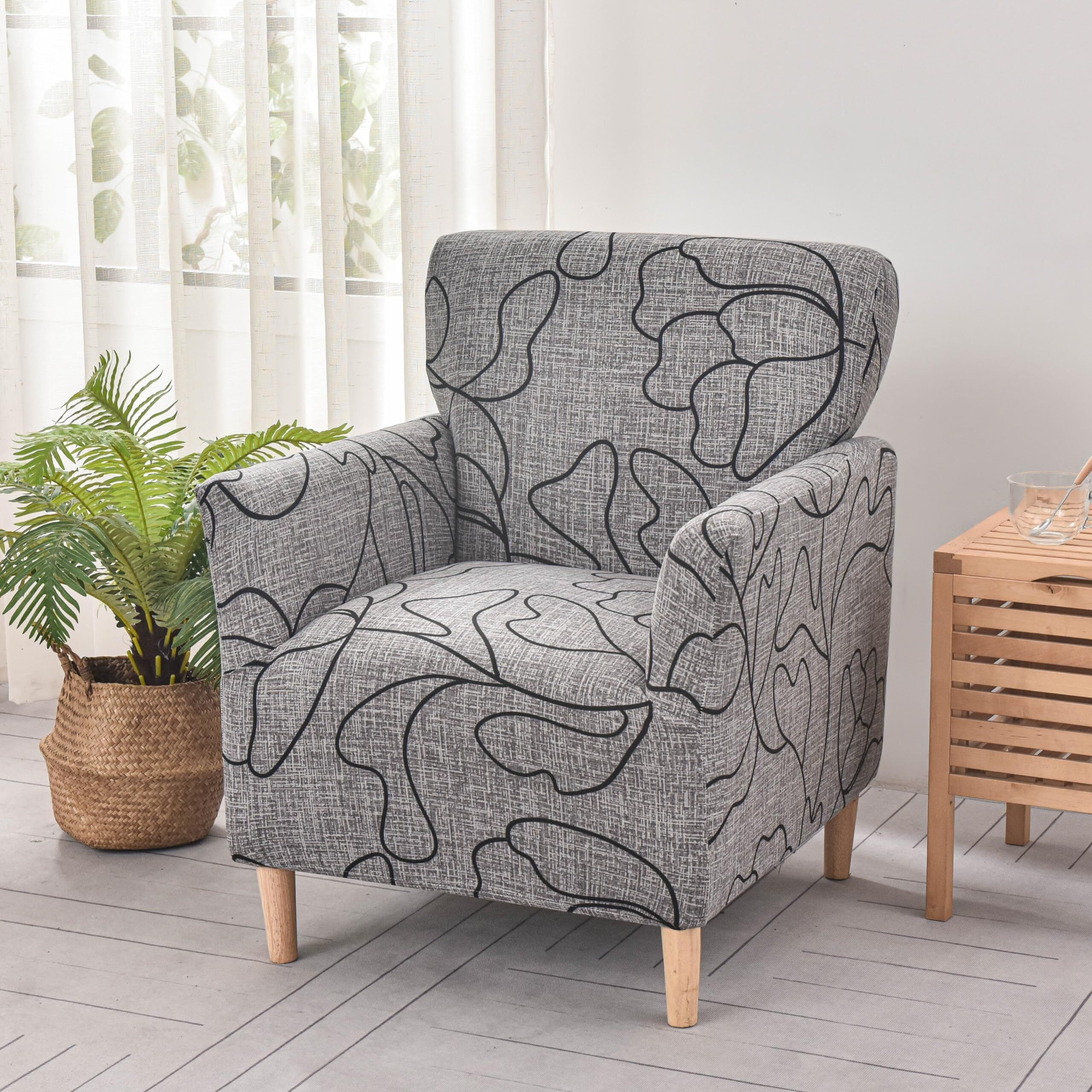 Stretch Mid Century Modern Armchair Slipcover 1-Piece Jacquard Accent ...