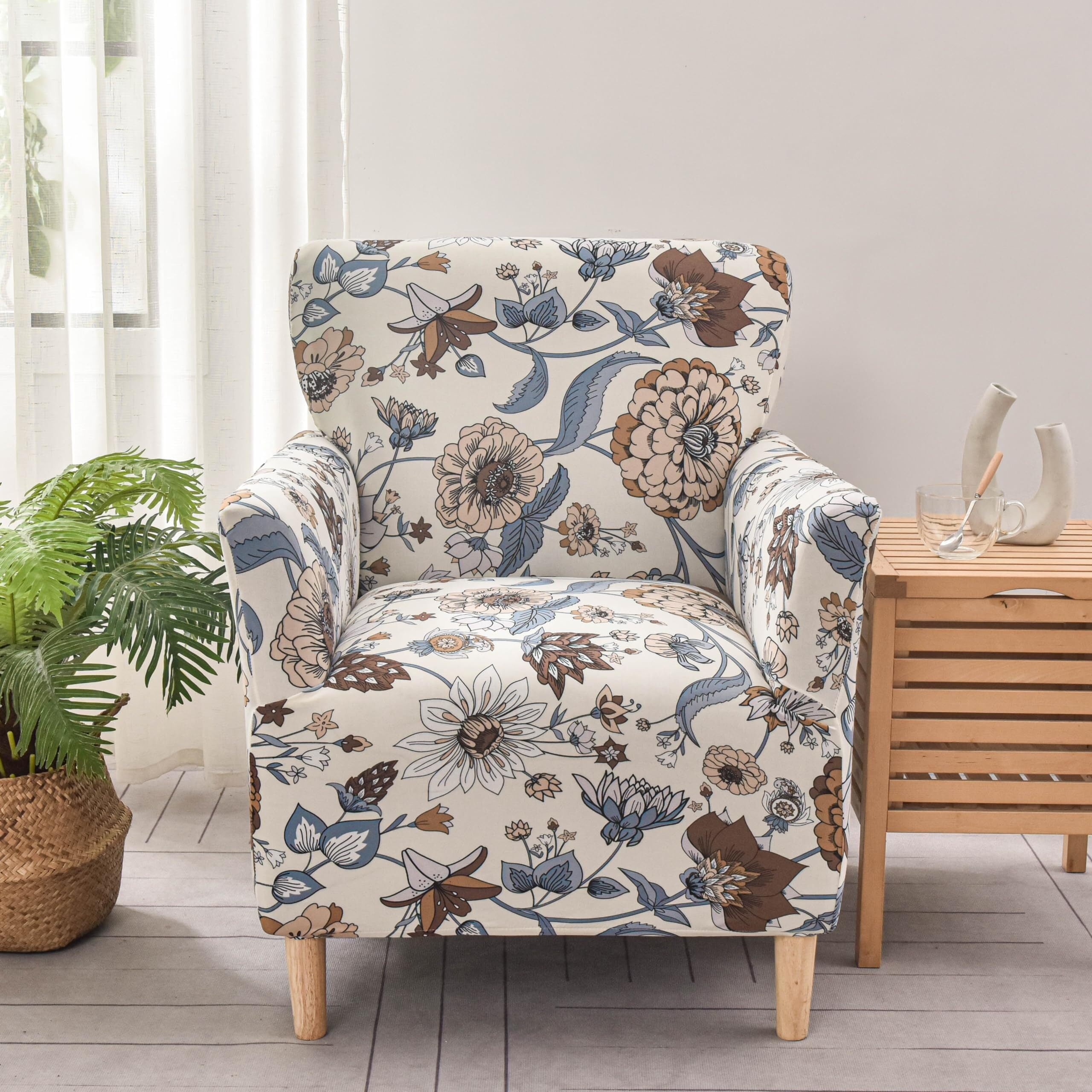 Stretch Mid Century Modern Armchair Slipcover 1-Piece Jacquard Accent ...