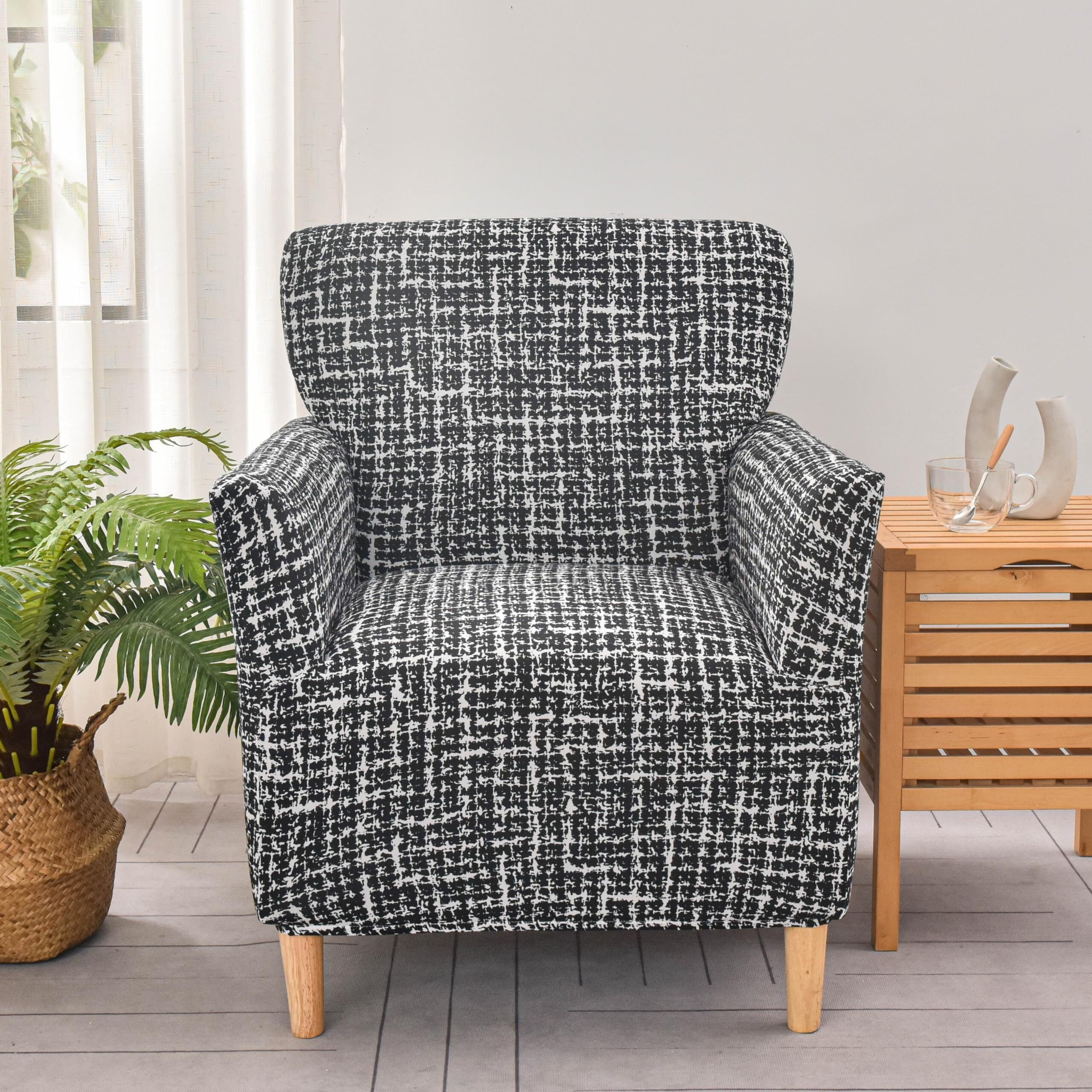 Stretch Mid Century Modern Armchair Slipcover 1-Piece Jacquard Accent ...
