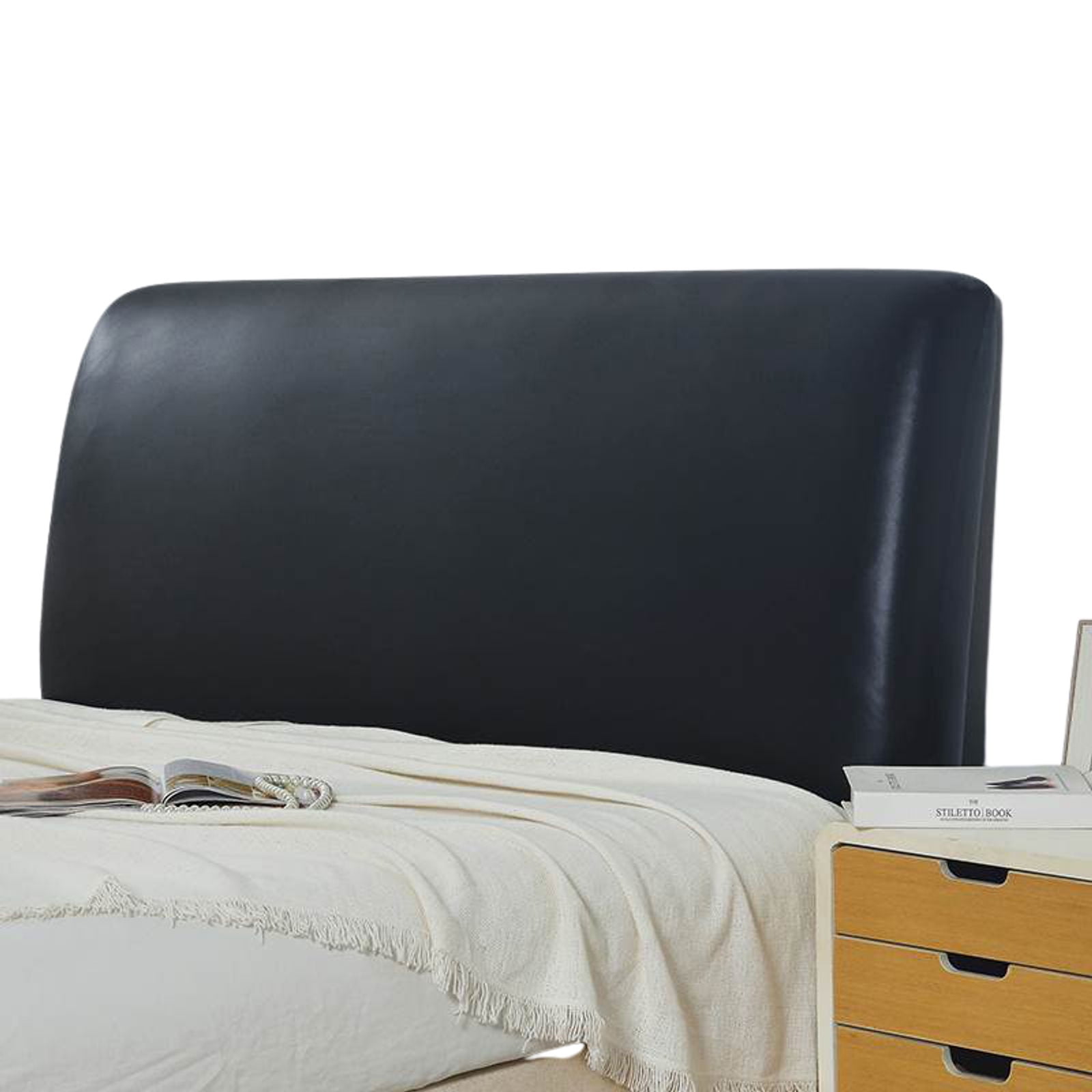 Stretch PU Leather Headboard Cover For Full Size Beds Dustproof All ...