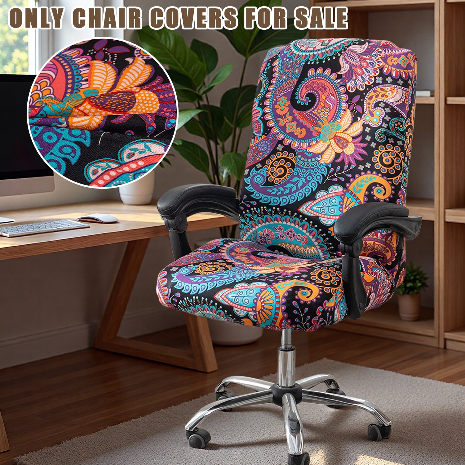 Stretch Printed Office Chair Cover High-Back Computer Chair Cover ...