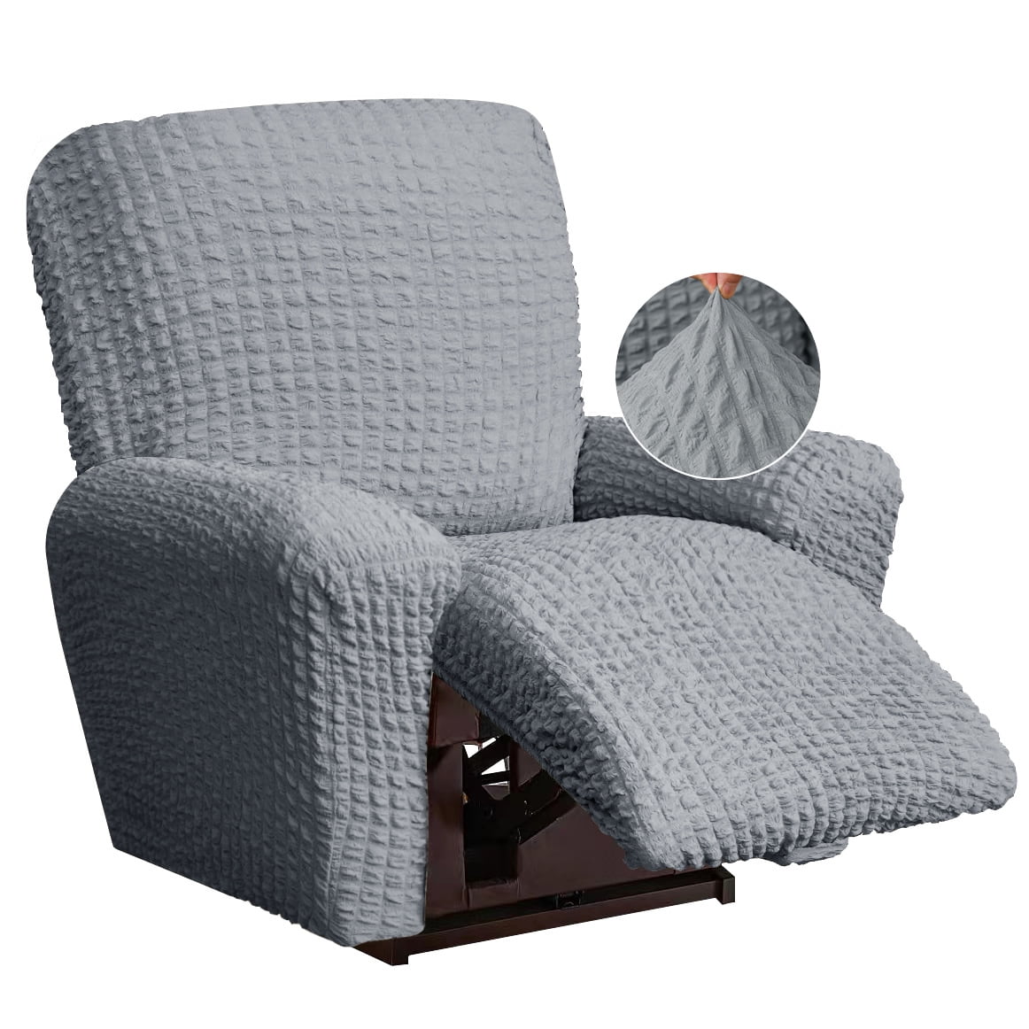 ACIRAE Stretch Seersucker Recliner Chair Cover, 4-Piece Furniture ...