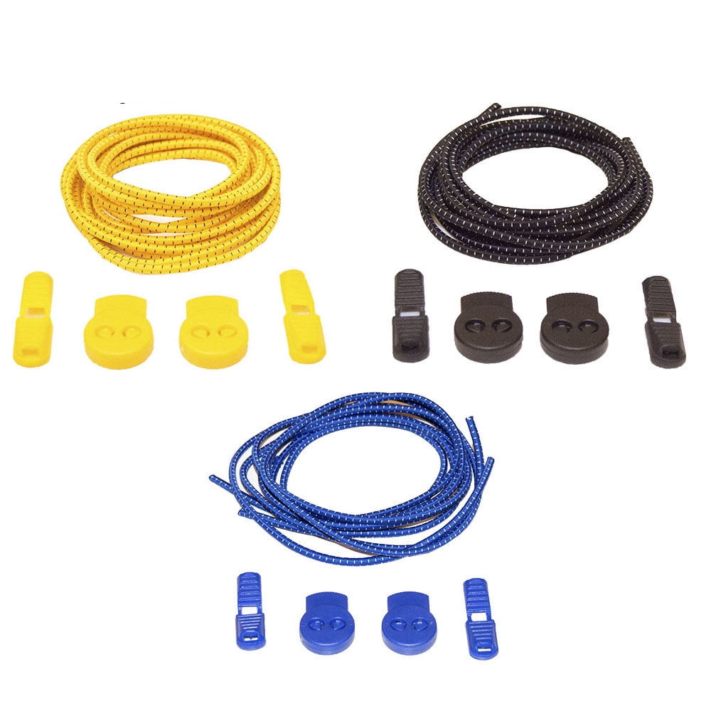 Stretch Shoelace 3-Pack (With Easy Lock, Blue, Black & Orange) by More ...