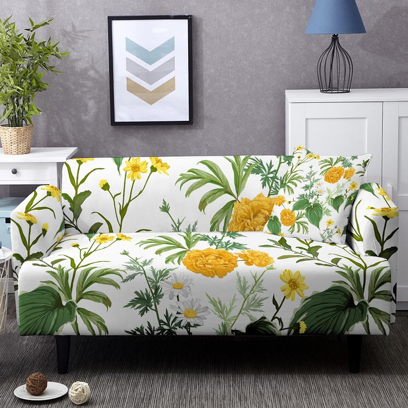 Stretch Slipcover 1/2/3/4 Seat Covers Peony Print Sectional Elastic ...