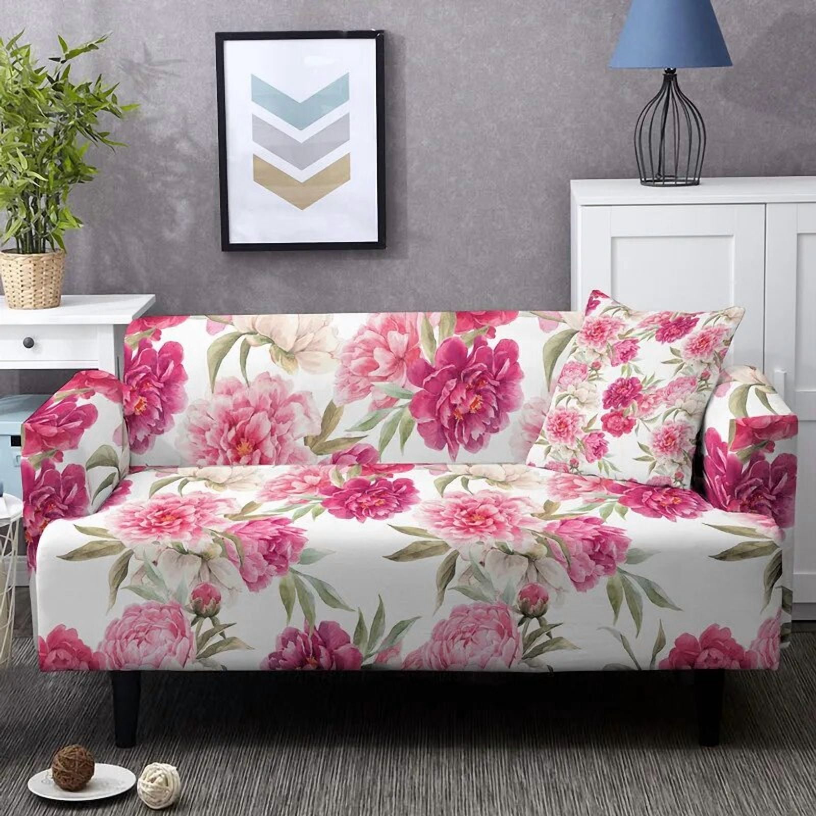 Stretch Slipcovers 1/2/3/4 Seat Peony Print Sectional Elastic Sofa ...
