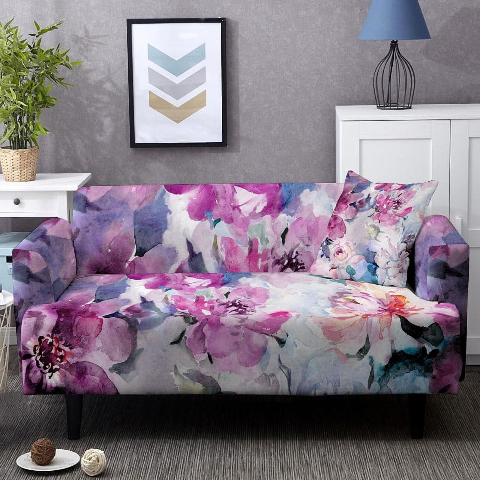 Stretch Slipcovers 1/2/3/4 Seat Peony Print Sectional Elastic Sofa ...