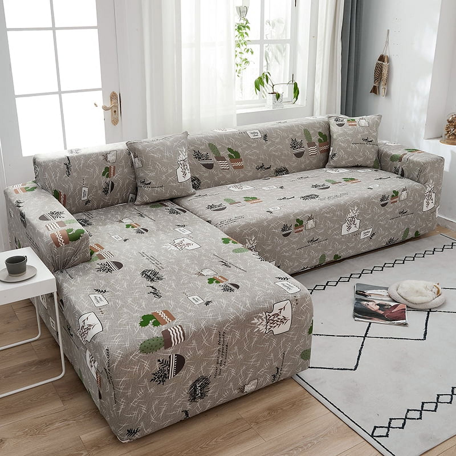 Stretch Sofa Cover for L Shape Sofa Corner Couch Elastic Couch Cover ...