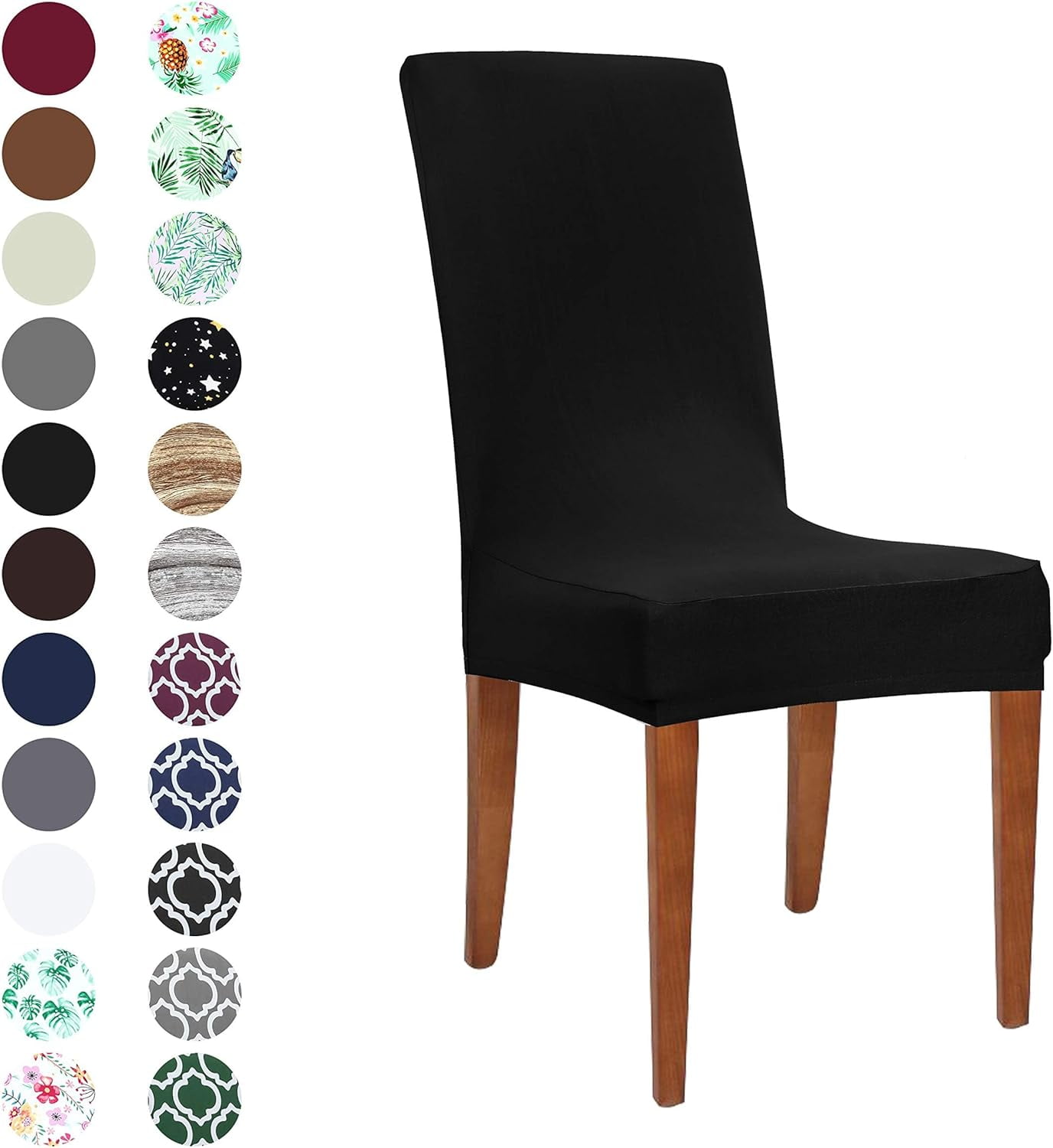 Stretch Spandex Dining Room Chair Covers – Set of 2 Universal Removable ...