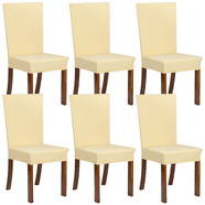 CZL 6 Pack Medium Beige Jacquard Dining Chair Covers, Zipper Design ...
