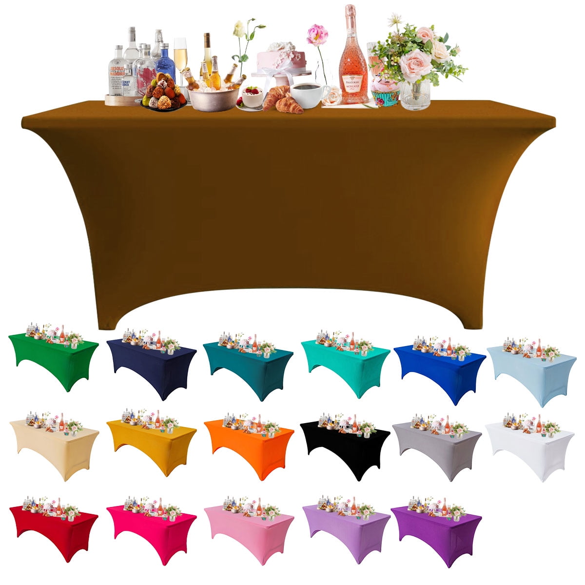 Stretch Spandex Tablecloth 2-Pack - 6ft Rectangular Fitted Table Cover ...