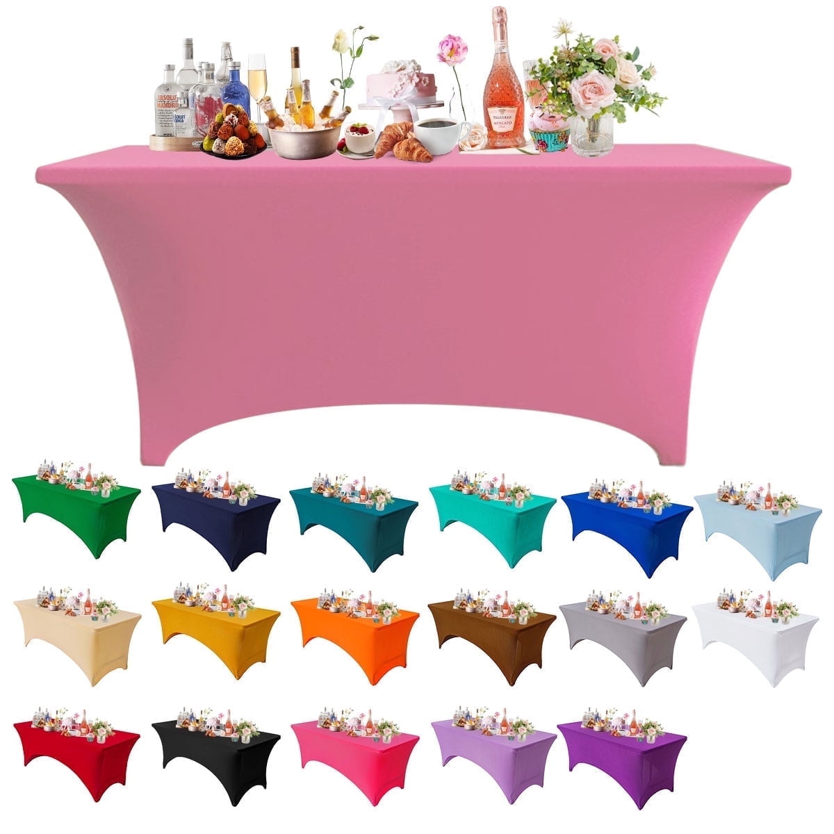 Stretch Spandex Tablecloth 2-Pack - 6ft Rectangular Fitted Table Cover ...