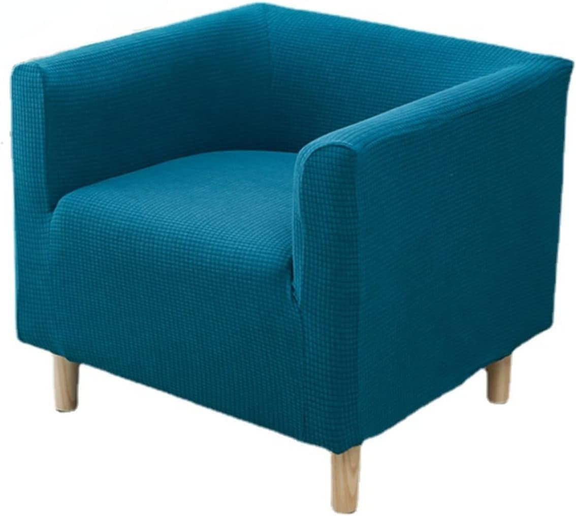 Solid Color Stretch Square Single Sofa Club Chair Slipcovers, Peacock ...