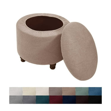 Abstract Ottoman Cover, Pastel Gingham Checkered, 2 Piece Slipcover Set ...