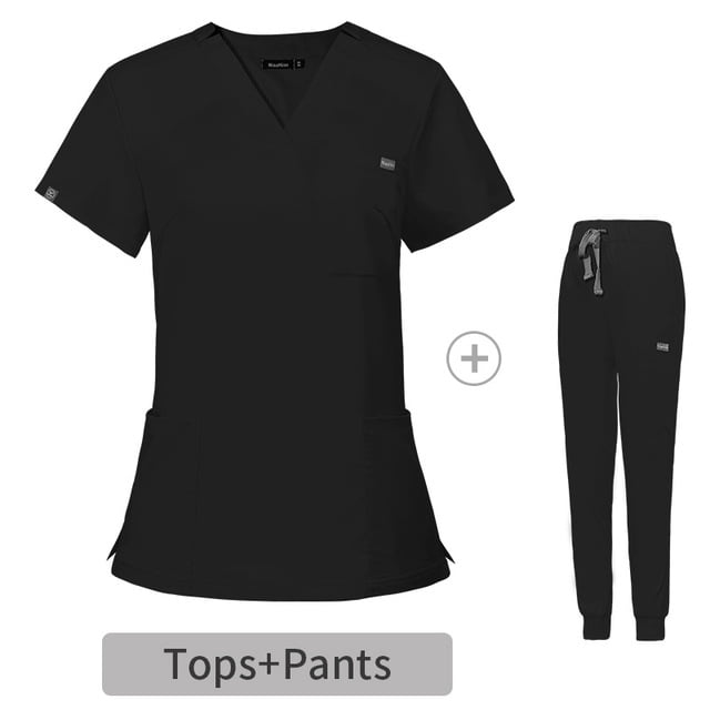 Stretch Surgical Gown V-neck Short-sleeved Hospital Nurse Uniform Suit ...