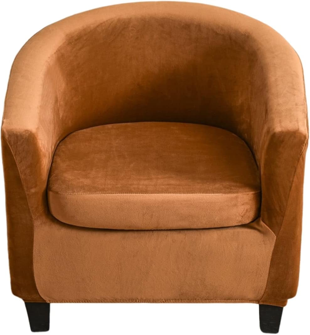 Stretch Tub Chair Cover 2 Piece Velvet Club Chair Slipcover Round ...