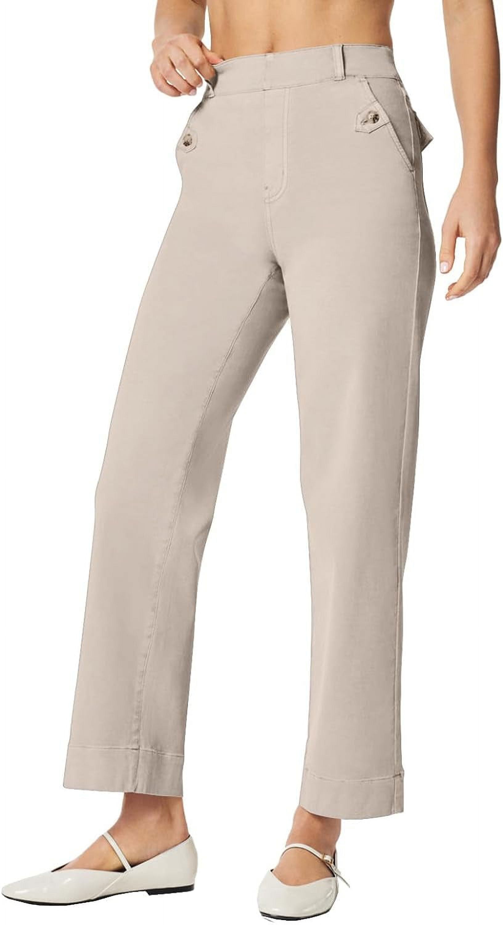 Stretch Twill Cropped Wide Leg Pant Women High Waisted Tummy Control ...