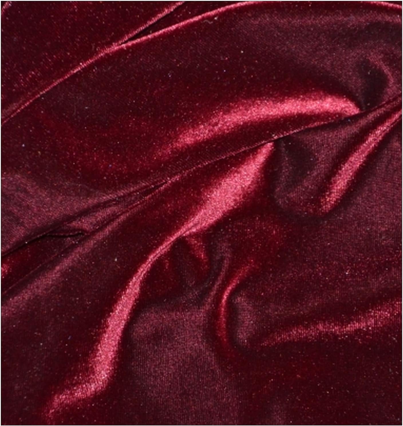 Stretch Velvet Fabric by 3 Yards 9 Feet in Burgundy Color with Soft and ...
