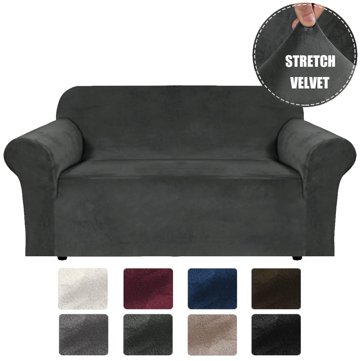 Stretch Velvet Loveseat Covers for 2 Cushion Couch Covers for Living ...