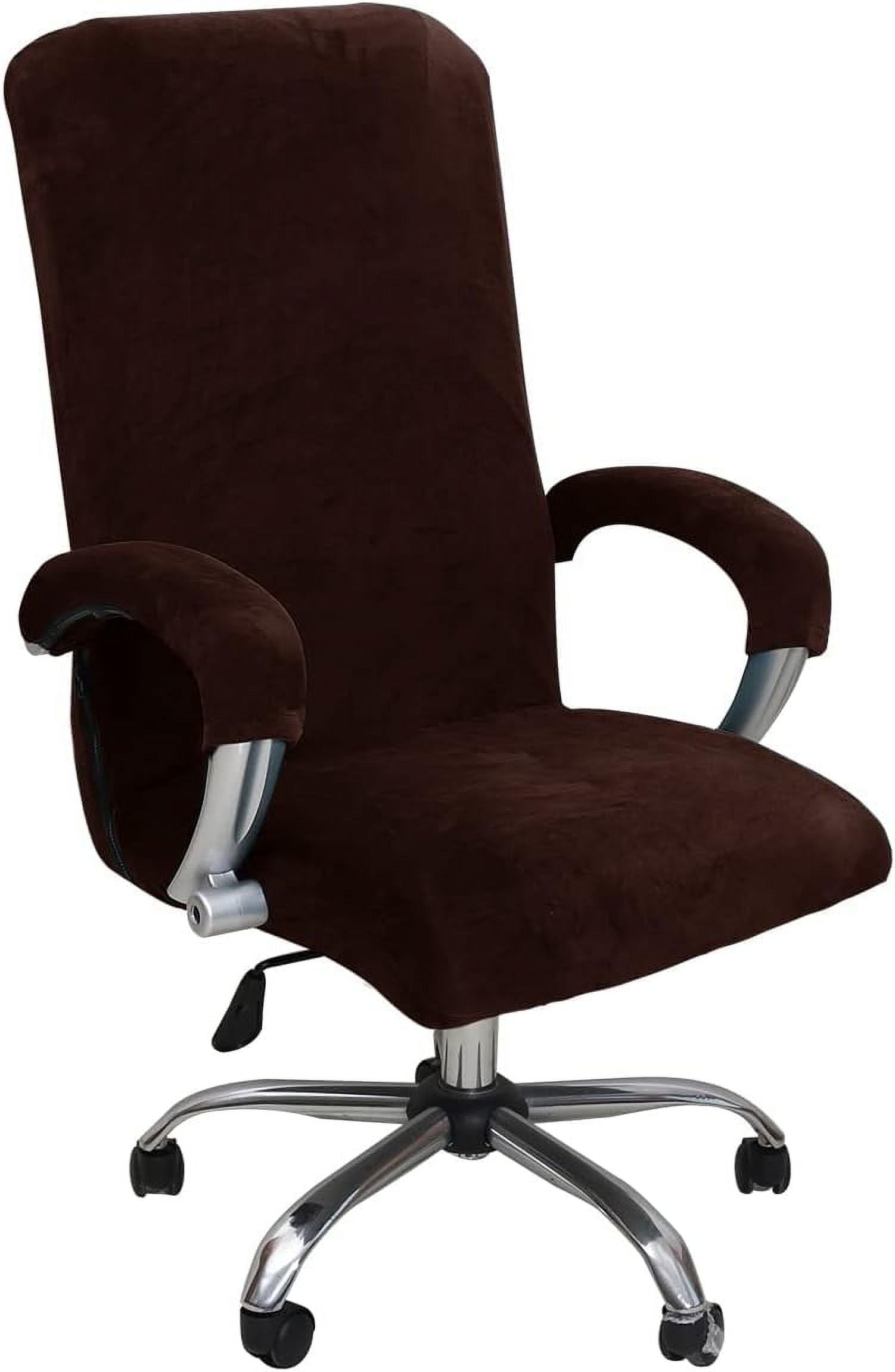 Stretch Velvet Office Chair Cover with Armrest,Computer Chair Covers ...