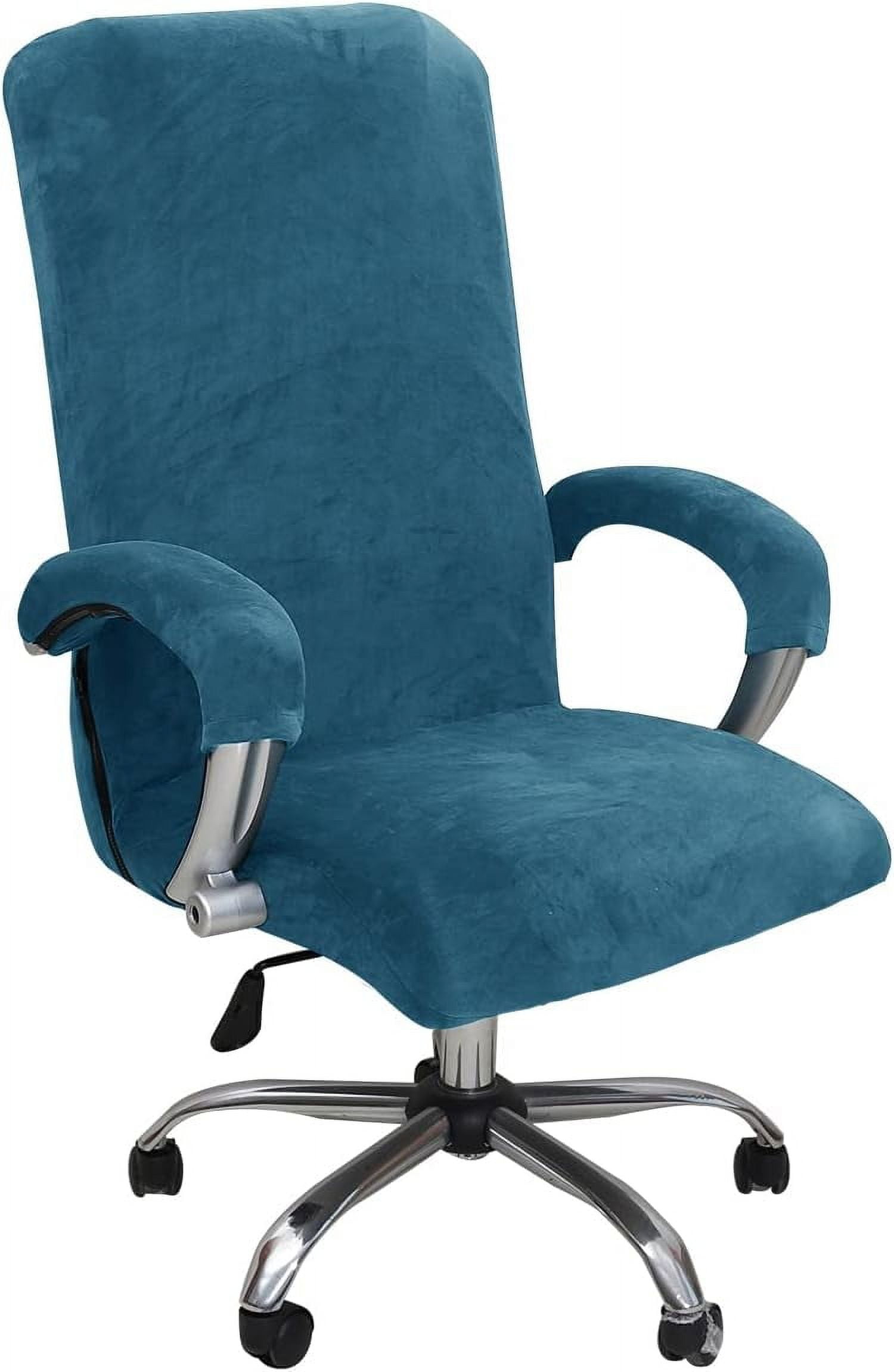 Stretch Velvet Office Chair Cover with Armrests Computer & Gaming Chair ...