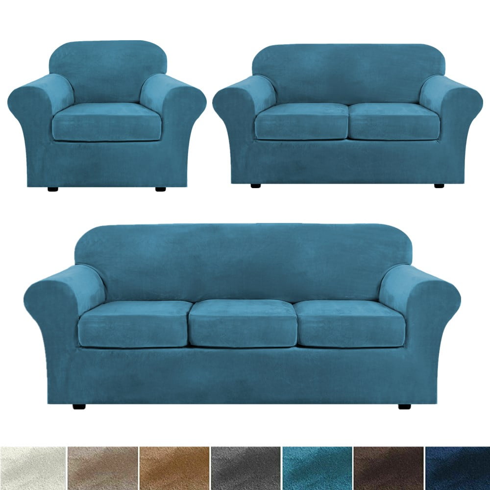 Stretch Velvet Plush Sofa Covers Couch Armchair Slipcover Protector ...