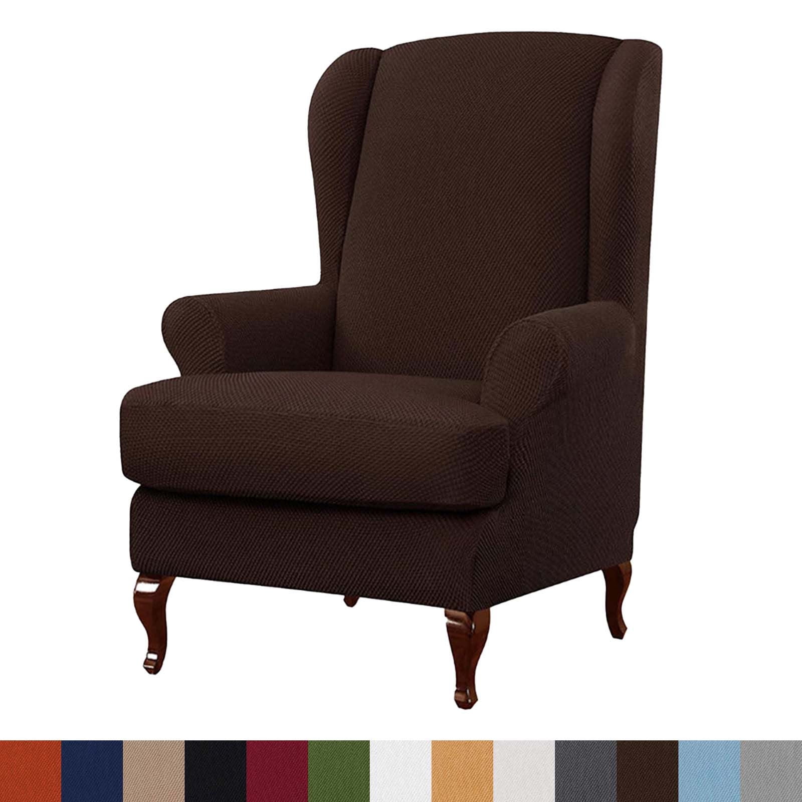 Stretch Wing Chair Slipcover Wingback Sofa Covers Armchair With Elastic ...