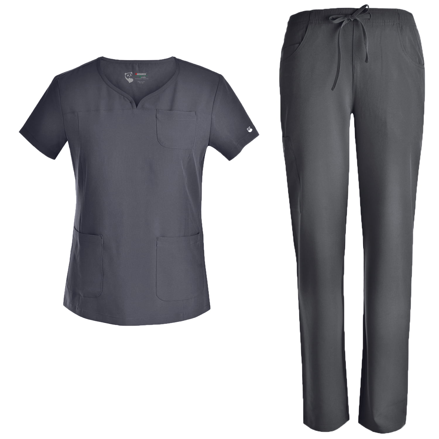 Pandamed Women's Petite Slim Notch Neck Surgical Scrubs Set, Stretch ...