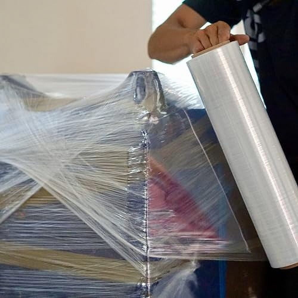 Stretch Wrap, 12 Inchx1500 Feet, 90 Gauge, 4 Pack, Clear Plastic Cling, Blown Hand Stretch Film ...