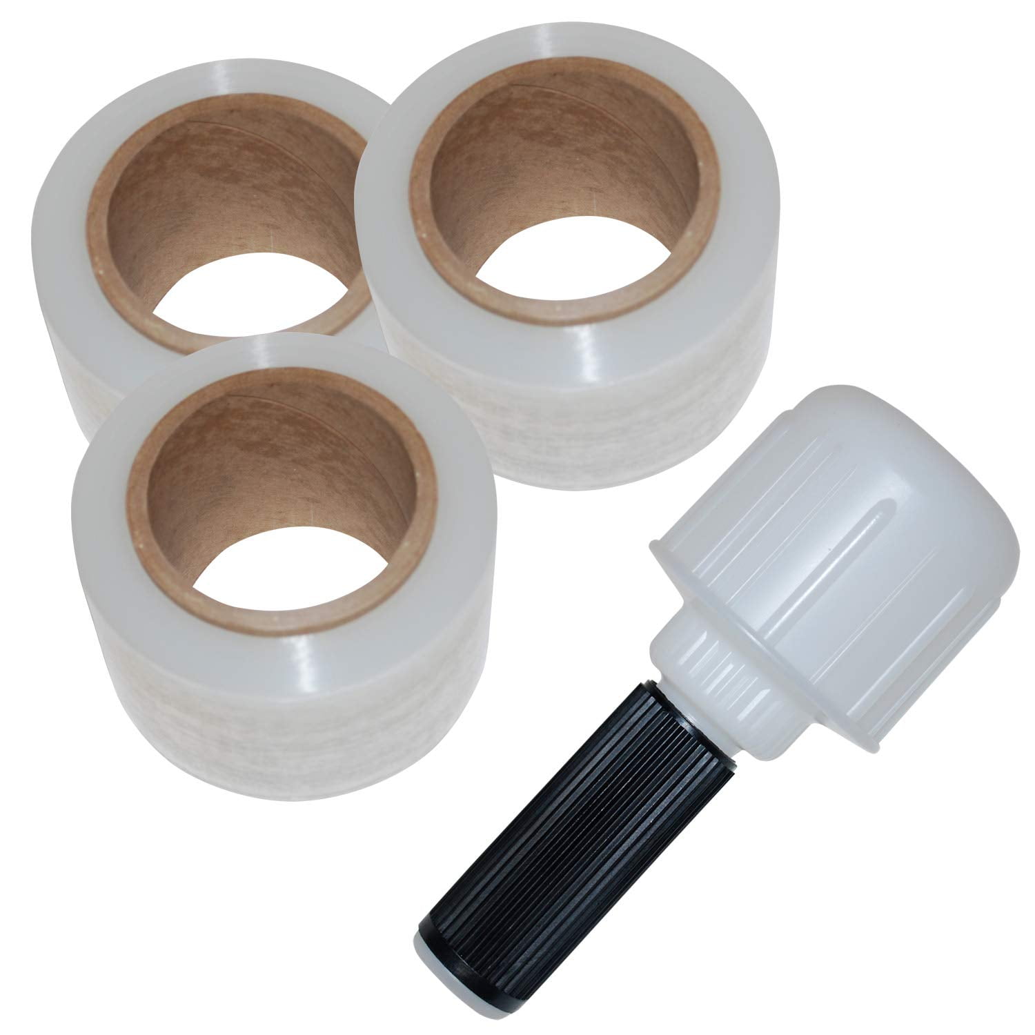 Stretch Wrap 3 Rolls 3" x 1,000' and Dispenser Combo Pack - 90 Gauge ...