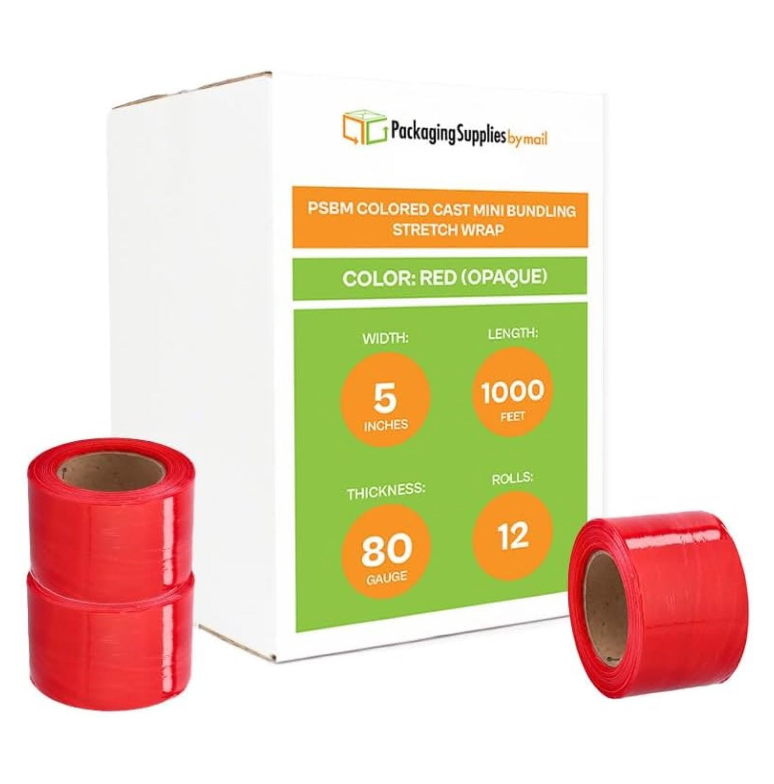 Stretch Wrap Film, Bundling Packing Wrap, Red, 5 Inch x 1000 Feet, 80 ...