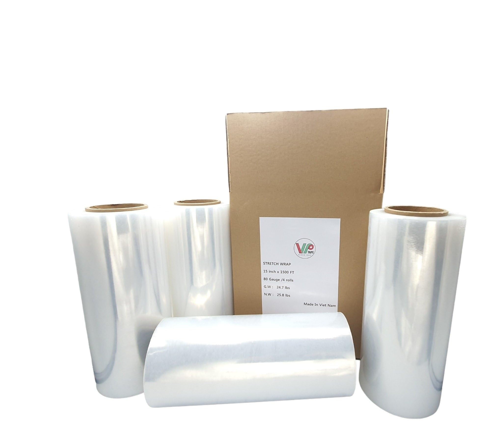Stretch Wrap Industrial 12 Inch x 1500 Ft - 80 Gauge Thick - Clear ...