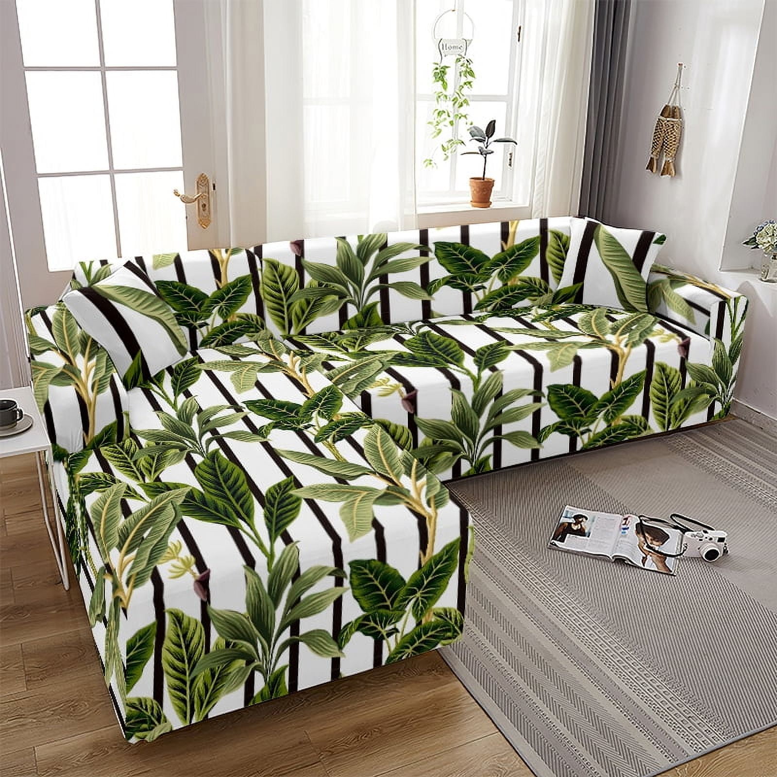 Stretch rative Printing Sofa Slipcover 5% Spandex Chaise Longue 1 2 3 4 ...